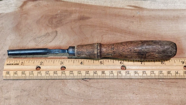 VINTAGE SHEFFIELD ENGLAND Cast Steel 1/4" Gouge Wood Carving Chisel ...