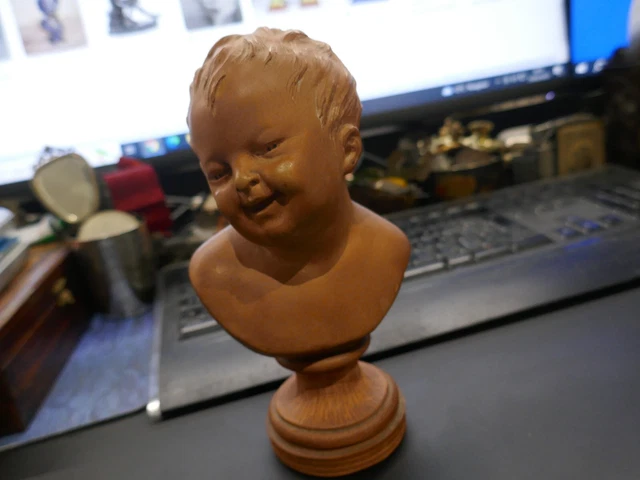 JEAN QUI RIT d'aprés Houdon par Francois,terre cuite soclée,H 19cm,P 680g EUR 150,00 - PicClick FR