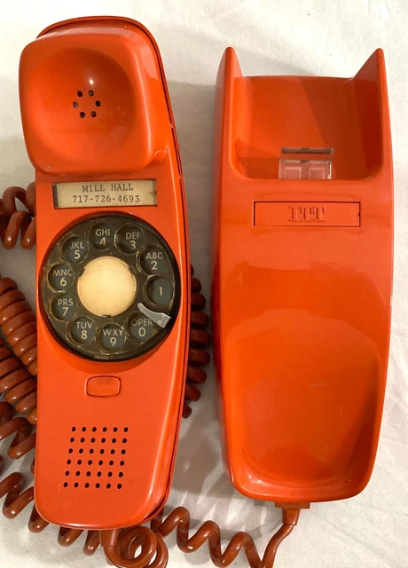VINTAGE ITT SLIMLINE Rotary Phone Orange Wall Mount MCM Retro £22.57 ...
