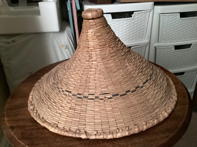 VINTAGE ASIAN WICKER Conical Coolie Bamboo Hat £42.00 - PicClick UK