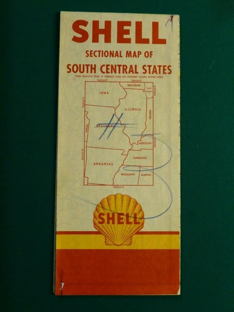 SHELL OIL 1954 Road Map Of South Central United States EUR 5,53 ...