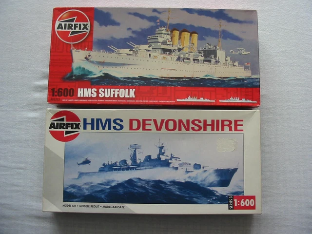 AIRFIX HMS DEVONSHIRE x2 HMS SUFFOLK 1/600 Lot navire EUR 29,50 ...