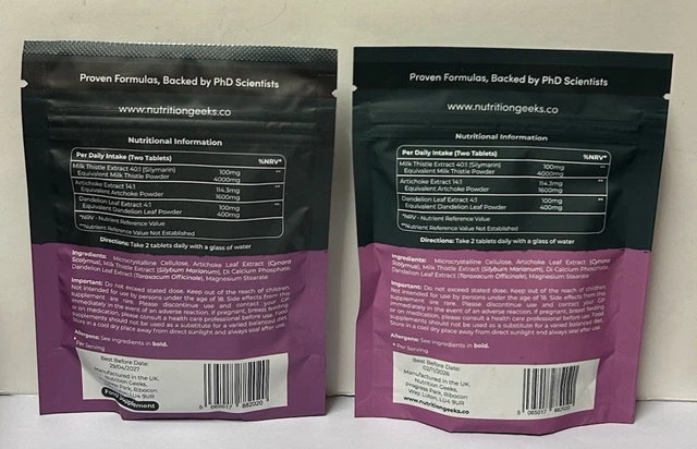 2 X NUTRITION Geeks Milk Thistle 3-in-1 4000mg 120 Vegan Tablets (240 ...