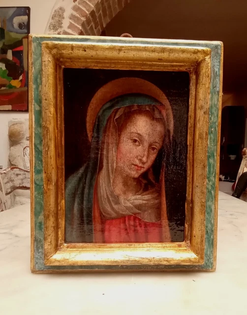 ANTICO OLIO SU Tela Madonna Vergine Maria XVII Sec EUR 10,00 - PicClick IT