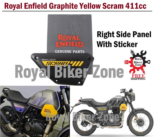 ROYAL ENFIELD &GRAPHITE Yellow Scram 411" "Right Side Panel With ...