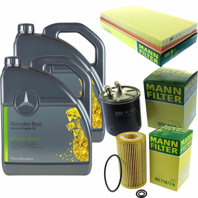 CONTROLLO SET 10L Olio per Mercedes 229.51 5W30 + Mann filtro 11134330 ...