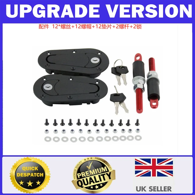 BLACK UNIVERSAL QUICK Release Bonnet Latch Catches Plus Flush w/Locking ...