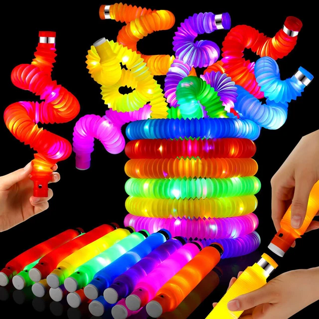 FIDGET POP TUBE LED Popper Stress Sensory Light Toys Party Decor Autism ...