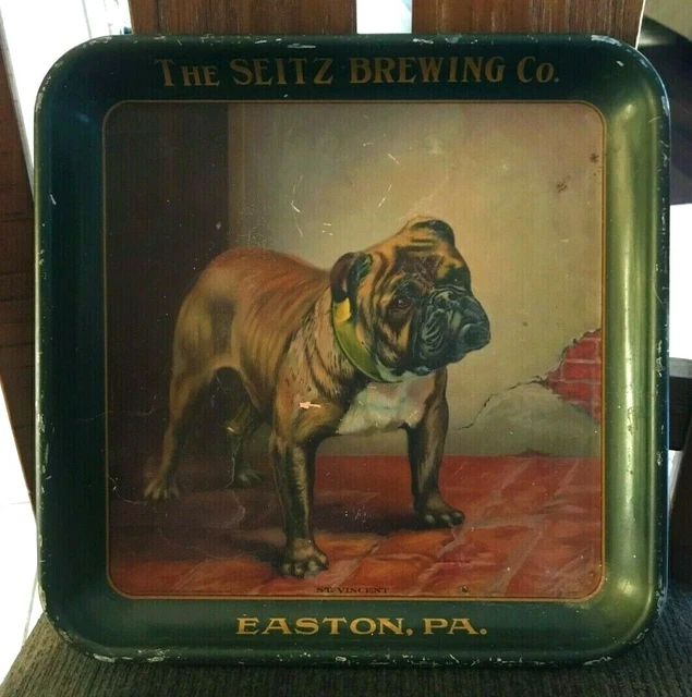 RARE PRE-PRO SEITZ Beer - Brewing Co Metal Tray Bulldog St. Vincent ...