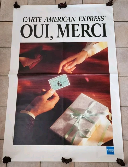 AFFICHE ORIGINALE PUBLICITAIRE Carte AMERICAN EXPRESS Oui, Merci ...