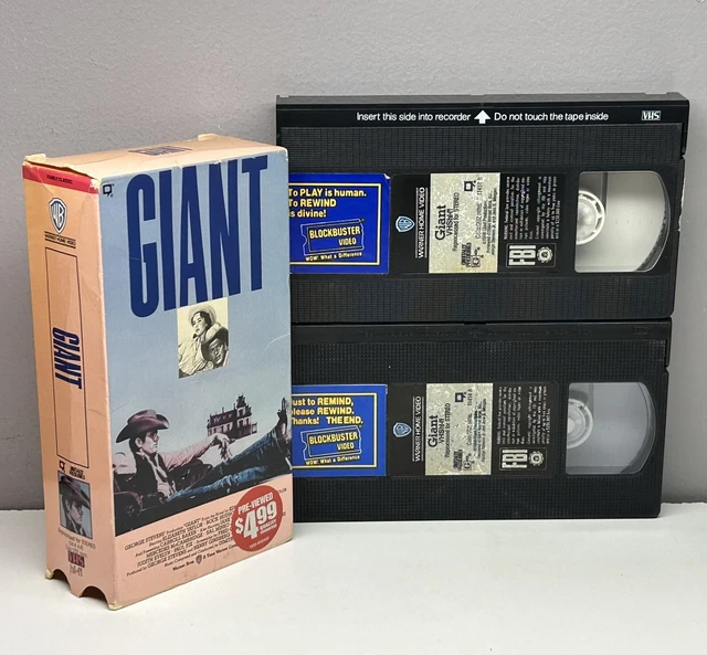 GIANT VHS 2 Video Tape Set Rock Hudson James Dean Elizabeth Taylor ...
