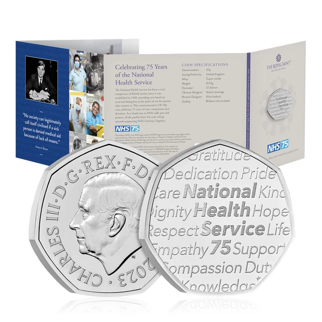 ROYAL MINT 75 Years of the NHS 2023 UK 50p Brilliant Uncirculated BU ...