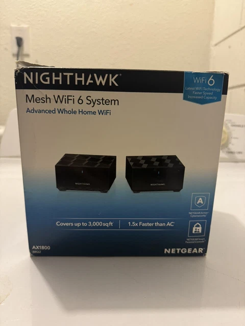 NETGEAR NIGHTHAWK MK62 Mesh WiFi 6 Router Satellite System AX1800 (1200 ...