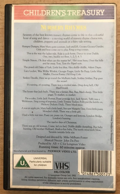 NURSERY RHYMES VHS LONGMAN PAL VIDEO 1982 Uc CHILDREN'S TREASURY £4.99 ...