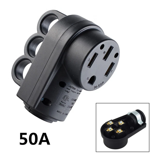 RV PLUG REPLACEMENT Female Connector End Gripped Power Adapter 50A 14 ...