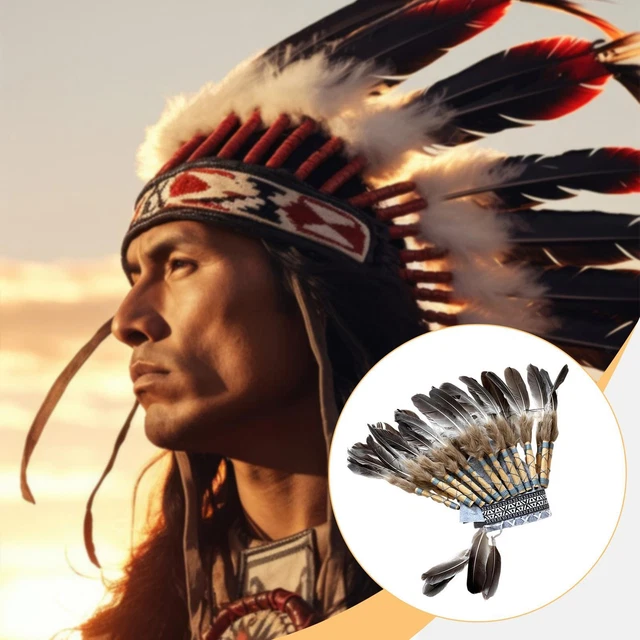 AMERICAN CHIEF INDIAN Native Hat Artificial Feather Headdress for Stage ...