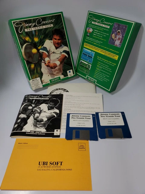 RARE JIMMY CONNORS Pro Tennis Tour IBM PC Tandy 1000 Game 3.5" Disks ...
