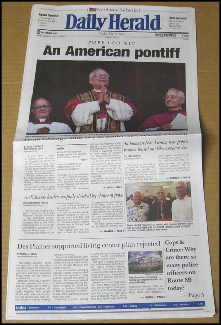 2025 POPE LEO XIV Daily Herald Newspaper Robert Prevost 1st American ...