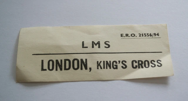 VINTAGE LONDON MIDLAND Scottish Railway LMS Luggage Label LONDON, KINGS ...