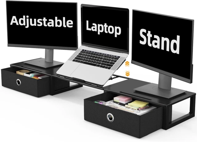 WESTREE DUAL MONITOR Stand Riser with Adjustable Laptop Stand with Two ...