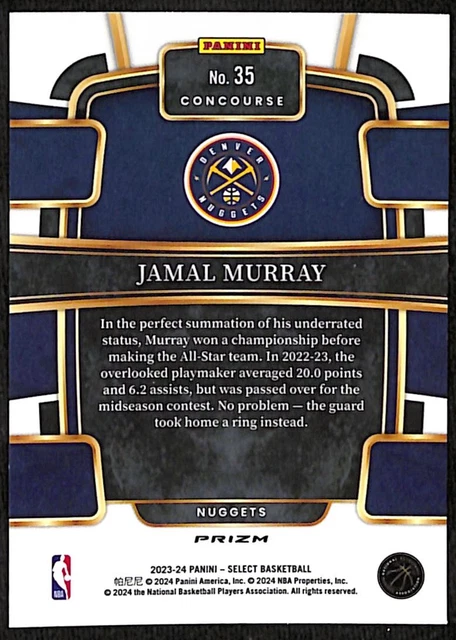JAMAL MURRAY 2023-24 Panini Select pepite Red Ice Denver Crackate #35 ...