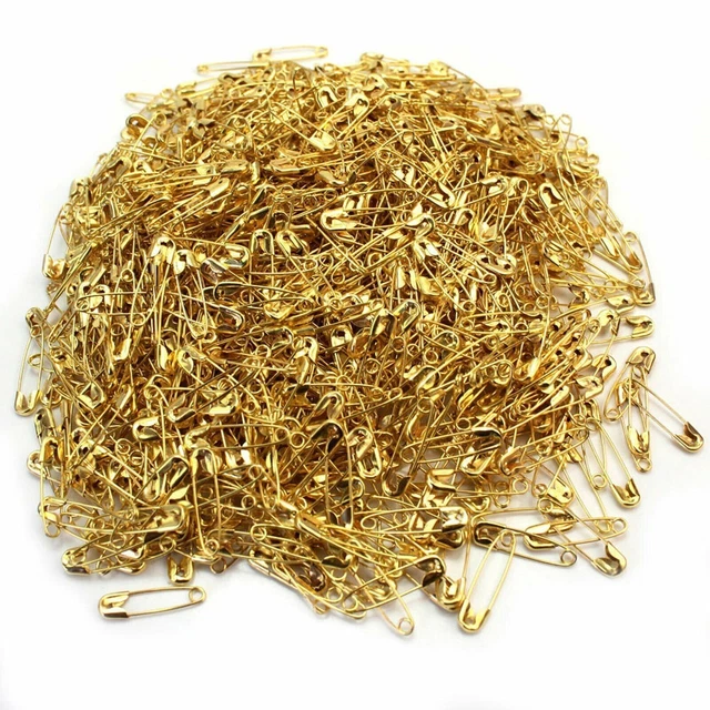 500PCS SMALL TINY Safety Pins Gold Color 19mm Brass Metal Sewing Craft ...