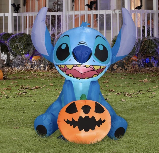 DISNEY STITCH GEMMY 3’ft Halloween Airblown Inflatable Lights Up Jack O ...