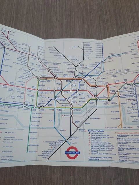 JANUARY 1993 LONDON Underground Tube Map Pocket Diagram Journey Planner ...