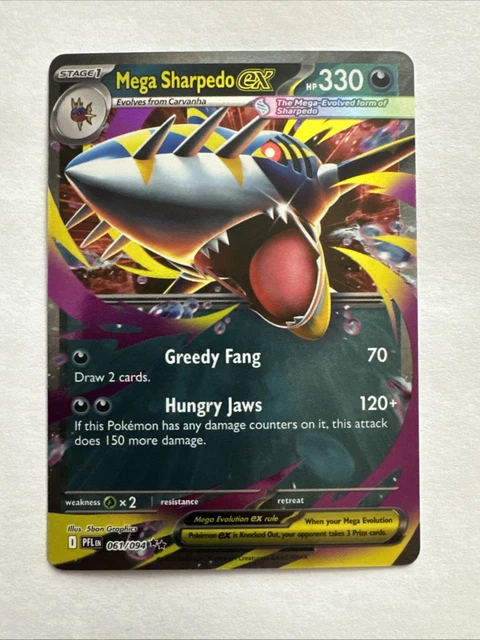 POKEMON TCG MEGA Sharpedo ex 061/094 Phantasmal Flames Double Rare NM ...