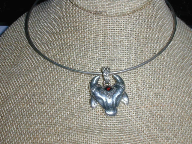 RARE JOHN HARDY Sterling Silver Naga Steer - Cow? Pendant Enhancer W ...