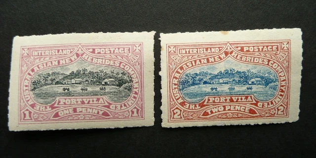 NEW HEBRIDES 1894-97 Port Villa Interisland Postage Local Stamp Pair ...