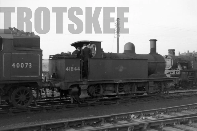 LARGER NEGATIVE BR British Railways Steam Loco 41844 Class 1377 1960 ...