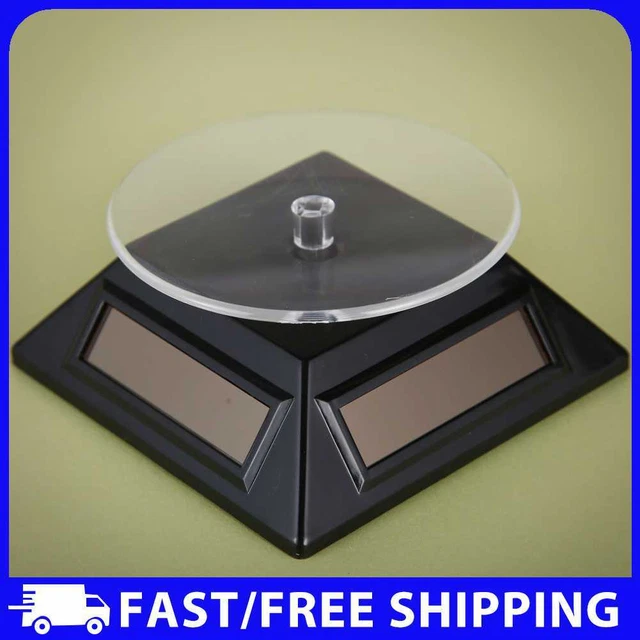 MINI 4 PANELS Solar Powered Turn Table Rotary Jewelry Display Stand ...
