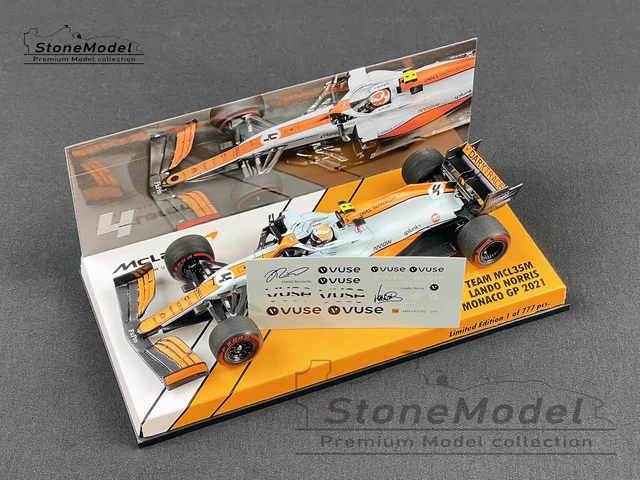 MCLAREN F1 MCL35M Lando Norris Monaco 2021 Gulf Livery 1:43 Minichamps ...