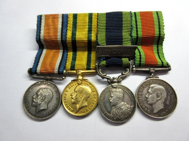 ANTIQUE SET OF WW1 WW2 MINIATURE MEDALS x4, includs India medal ...
