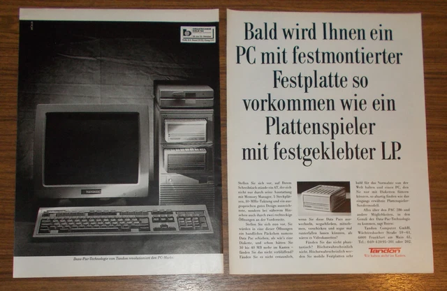 SELTENE WERBUNG TANDON PAC 286 PC Personal Data Pac 30 MB 1988 EUR 3,99 ...