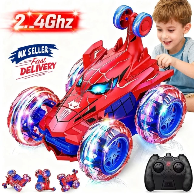 KIDS REMOTE CONTROL Stunt Car Extreme 360 Tumbling & Spining Action Age ...