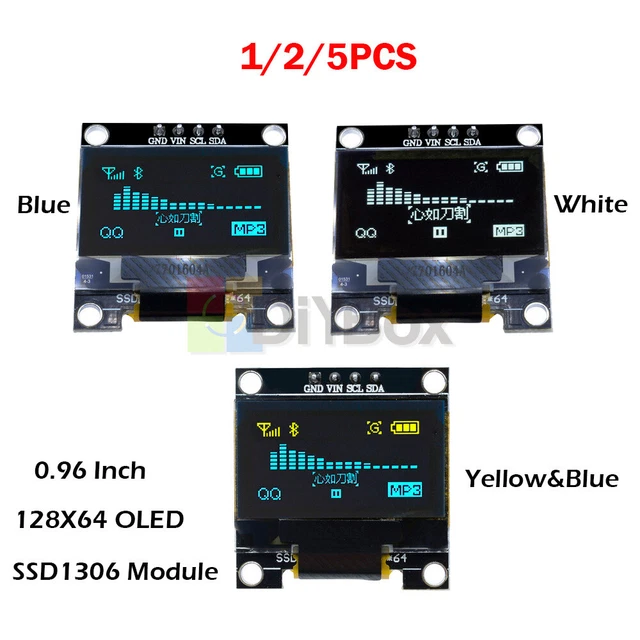 1/2/5PCS 0.96& I2C IIC Serial 128X64 OLED LCD Display Module SSD1306 ...