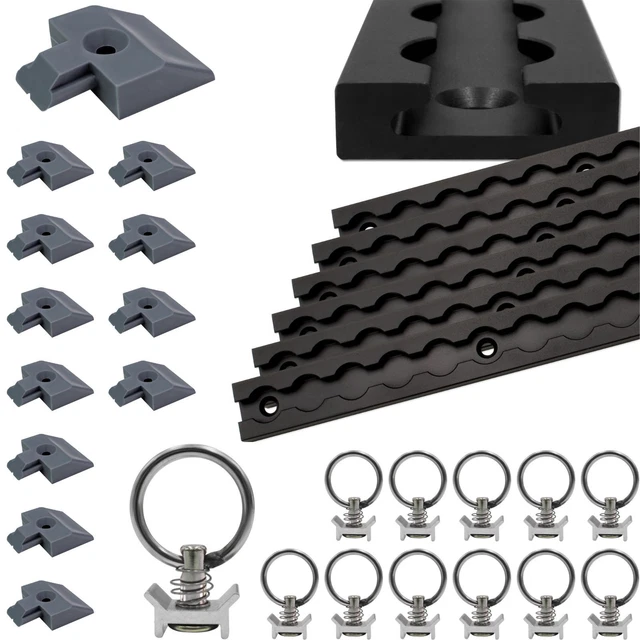 AIRLINESCHIENEN ZURRSCHIENEN SET Alu schwarz eckig mit Zurrösen und ...