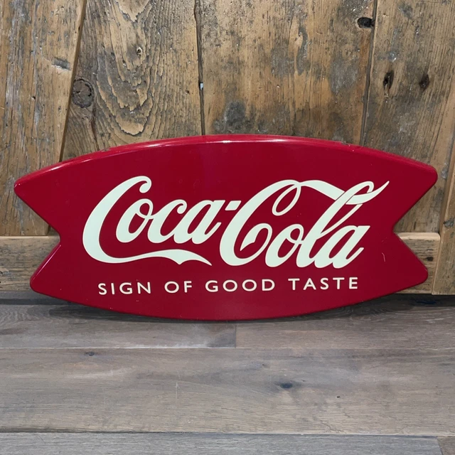 VTG 1996 COCA Cola Tacker-Type Fishtail Sign Of Good Taste Red25” Metal ...