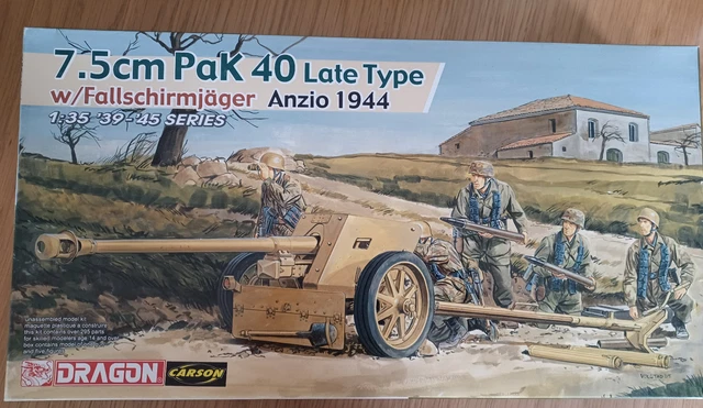 1:35 7,5CM PAK 40 late Type w/ Fallschirmjäger Anzio 1944 Dragon selten ...