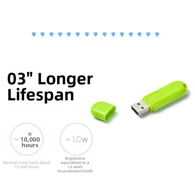 PORTABLE USB 3 LED Warm White Reading Light Compact for Night or Office ...