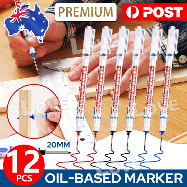 12PCS LONG HEAD Deep Hole Long Nosed Marker Multifunction Marker Deep ...