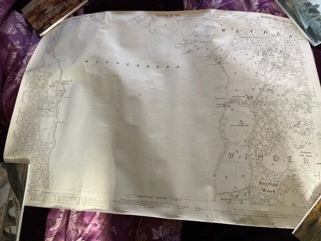 OS MAP SHEET Windermere, Westmorland LARGE SCALE XXVII.7 1912 40 x 29 ...