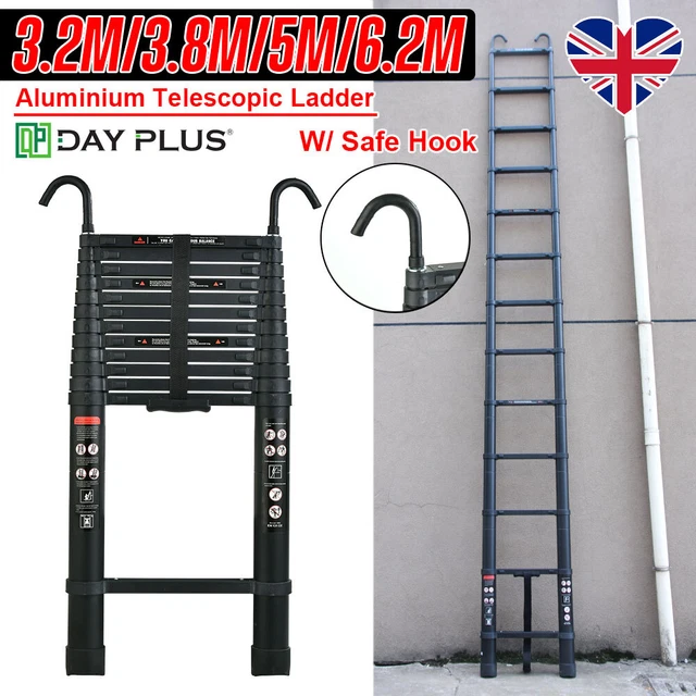 TELESCOPIC LOFT LADDER Extendable Collapsible Step Ladders Securing ...