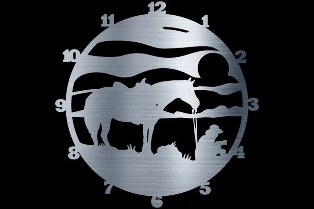 COWBOY WALL CLOCK Western Horse DXF SVG CDR file Vector for CNC Plasma ...