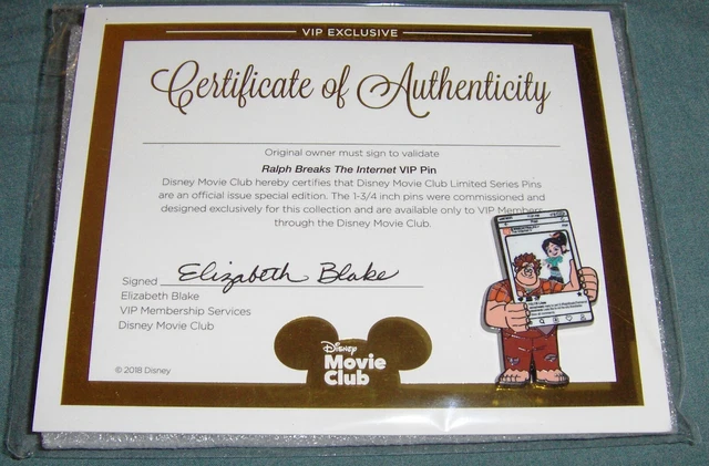 DISNEY - RALPH Breaks The Internet Collector Pin - Comprend COA - NEUF ...
