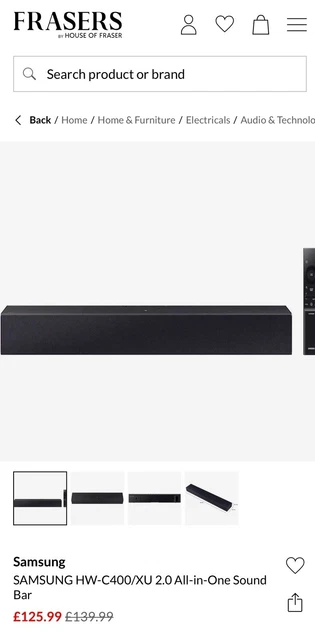 SAMSUNG HW-C400/XU 2.0 All-in-One Sound Bar - Black £83.90 - PicClick UK
