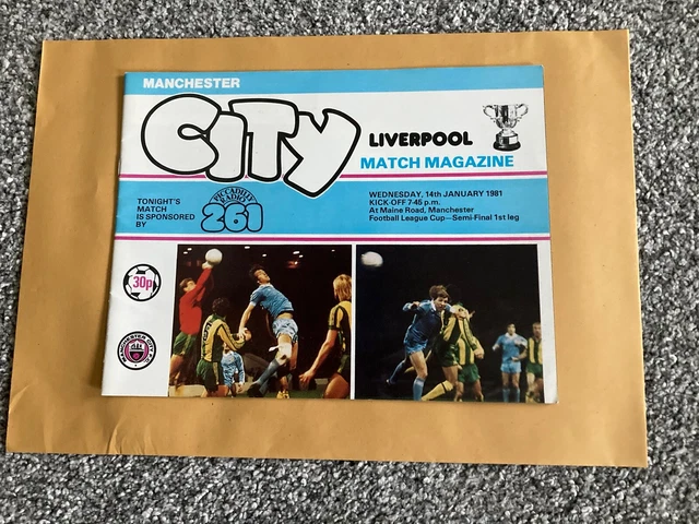 MAN CITY V Liverpool 1981 League Cup Semi- Final 1st Leg Programme. £2. ...