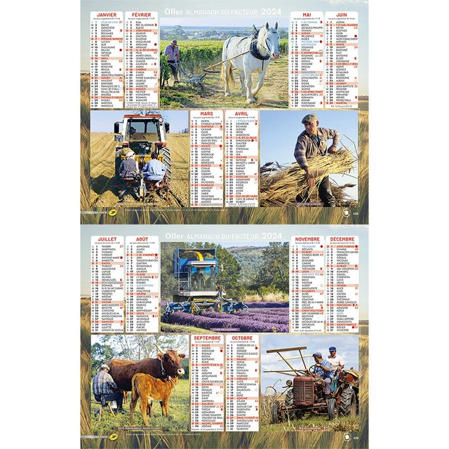 CALENDRIER DE LA Poste 2024, Almanach du facteur, travaux champs ...